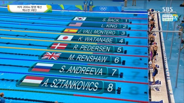 2016 리우 하계올림픽 : 백수연 200m 예선에서 아쉽게 8위로 마무리 : SBS