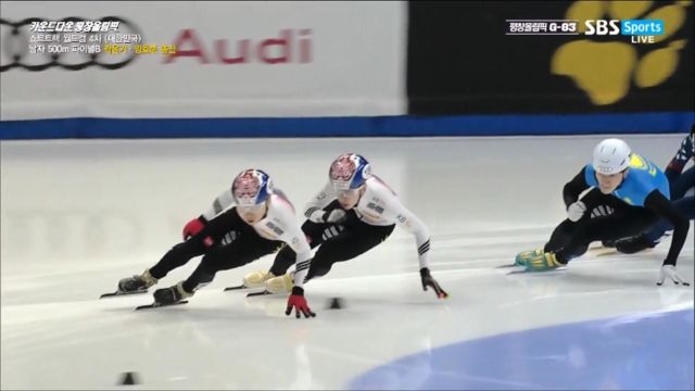 ISU 쇼트트랙 : [월드컵 4차] 남자 500m - 파이널B에서 나란히 1,2위로 들어오는 곽윤기와 임효준 : SBS