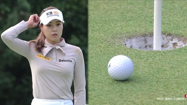2022 KLPGA 투어 : ‘아슬아슬’ 홀 바로 앞에서 멈춰버리는 전인지의 볼 [KB금융 1R] : SBS Golf