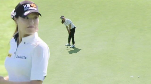 2022 KLPGA 투어 : 버디 놓치고 파 기록하며 아쉬워하는 전인지 [KB금융 2R] : SBS Golf