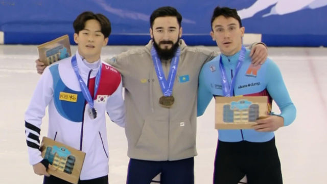 2022-23 ISU 쇼트트랙 : 장성우 은메달 시상식 [월드컵 4차 남자 500m] : SBS