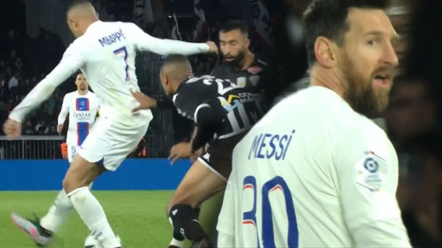 2022-23 프랑스 리그1 : ‘메시만 보인다’ 환상적인 뒤꿈치 패스로 찬스 내준 음바페 [앙제 vs PSG] : SBS