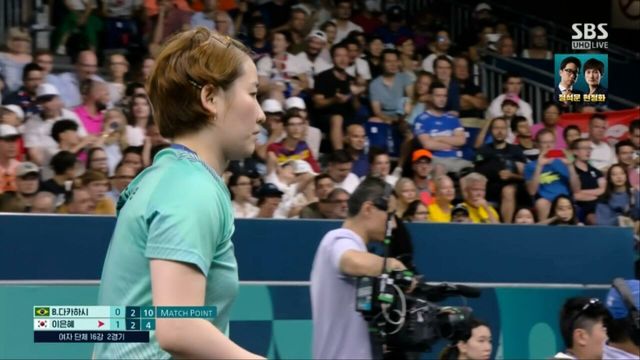 SBS 2024 파리 올림픽 : ‘이럴수가’ 아쉬운 범실로 위기에 빠진 이은혜 [여자 단체 16강] : SBS
