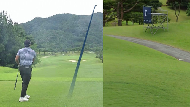 2025 KPGA 투어 : 비현실적인 경사에서 샷을 시도하는 강성훈 [KPGA 선수권대회 2R] : SBS Golf