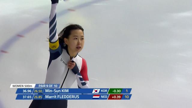 2022-23 ISU 핫클립 : 다섯 대회 연속 금메달 획득하는 김민선 [월드컵 4차 여자 500m] : SBS